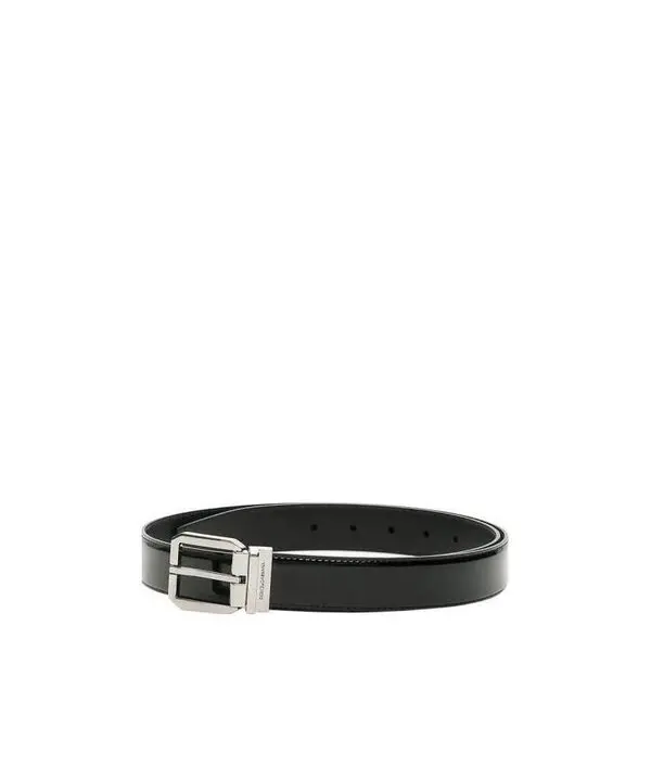Dolce & Gabbana Dolce Gabbana Logo Engraved Buckle Belt - Black