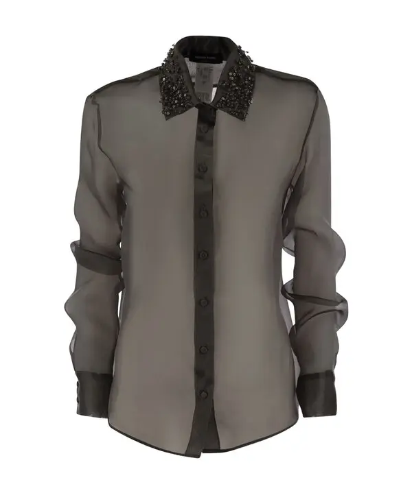 Fabiana Filippi Bead Embellished Semi-sheer Shirt - Black