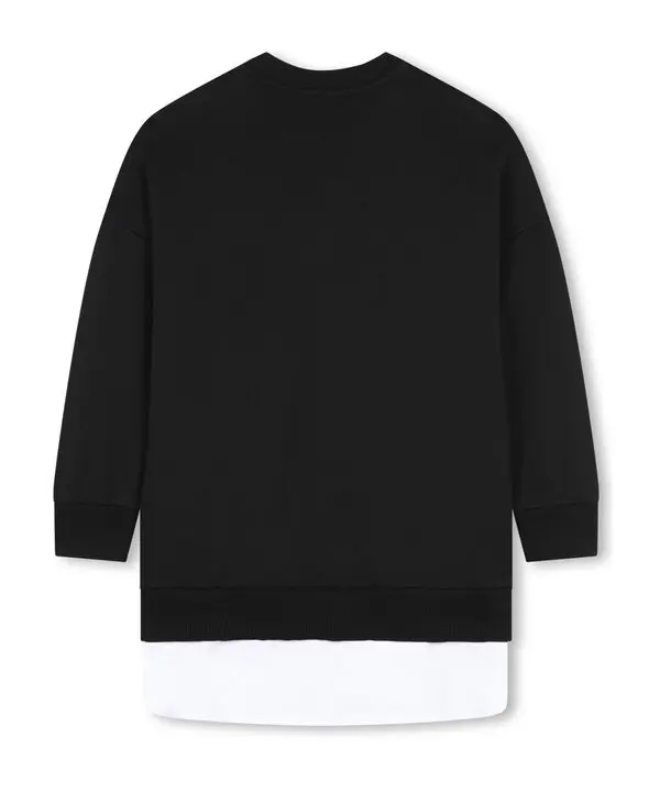 Dkny Under-layered Hem Logo Print Sweatshirt-dress