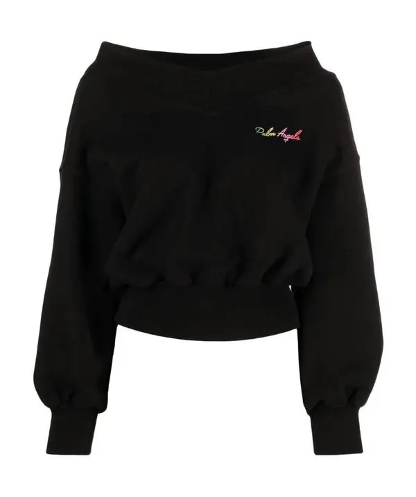 Palm Angels Logo-print Off-shoulder Sweatshirt