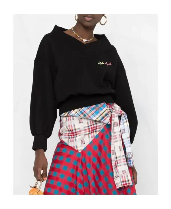 Palm Angels Logo-print Off-shoulder Sweatshirt