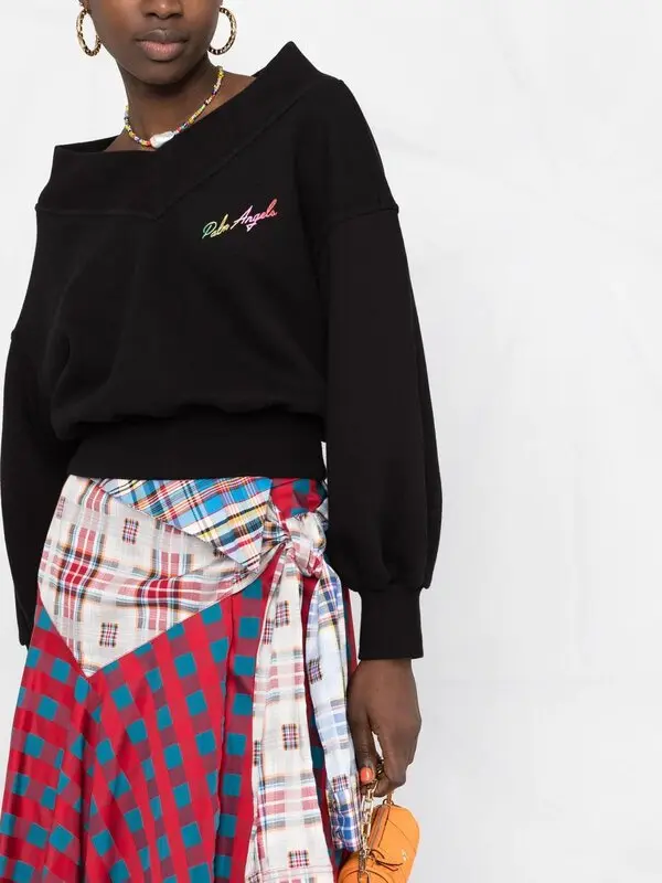 Palm Angels Logo-print Off-shoulder Sweatshirt