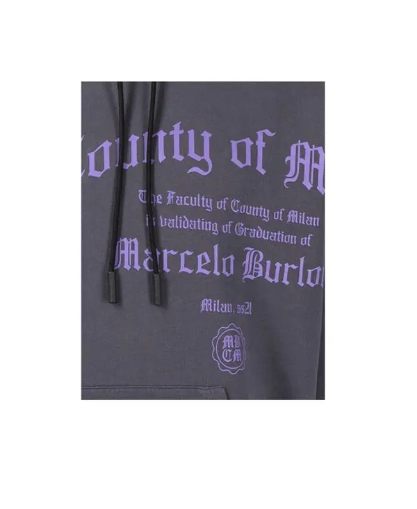MARCELO BURLON COUNTY OF MILAN Logo-print Bleached Effect Hoodie