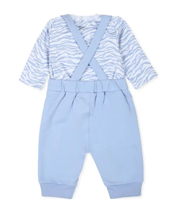Kenzo Printed Cotton Dungarees Set With Tiger Motif