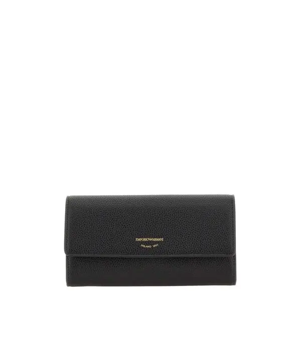 Emporio Armani Logo-debossed Press-stud Fastened Wallet - Black