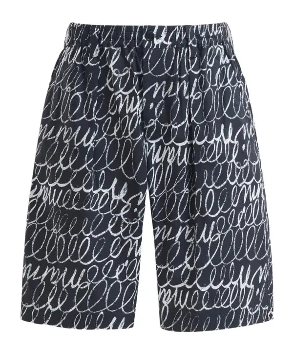 Marni Scribble Motif Poplin Drawstring Shorts
