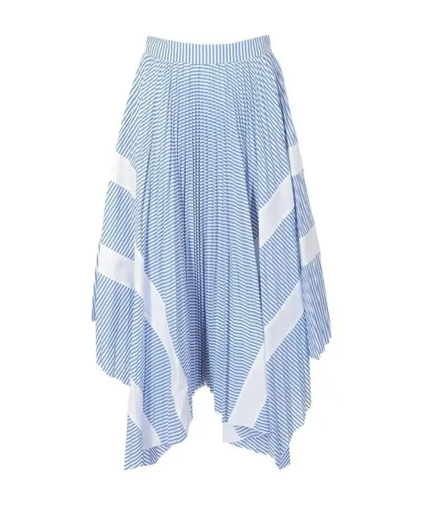 Palm Angels Asymmetric Pinstriped Pleated Skirt