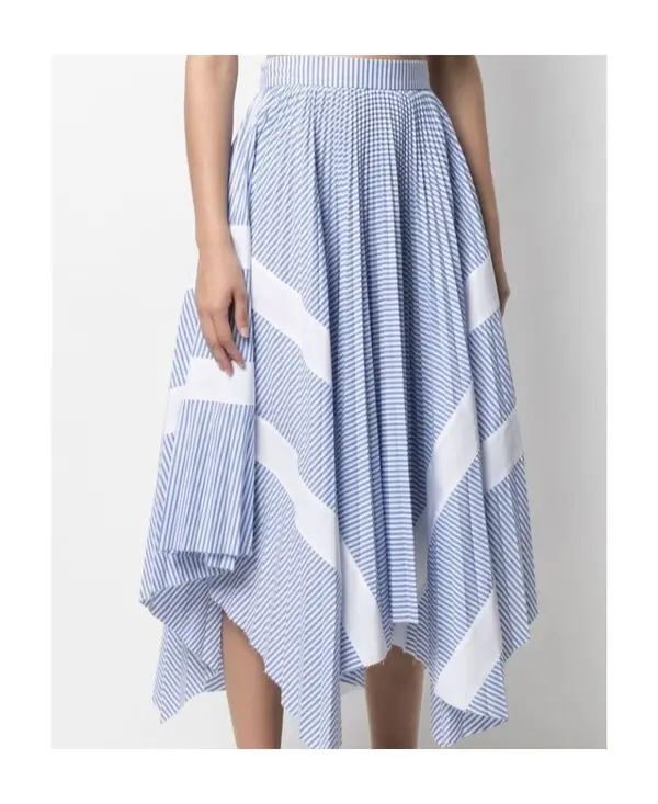 Palm Angels Asymmetric Pinstriped Pleated Skirt