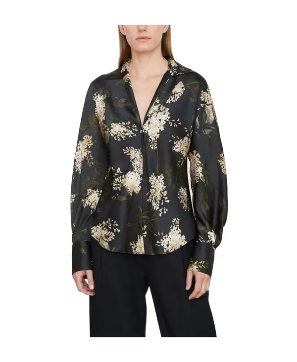 Vince Floral Print Silk Shirt