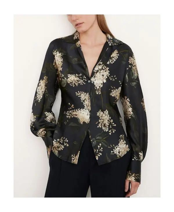 Vince Floral Print Silk Shirt