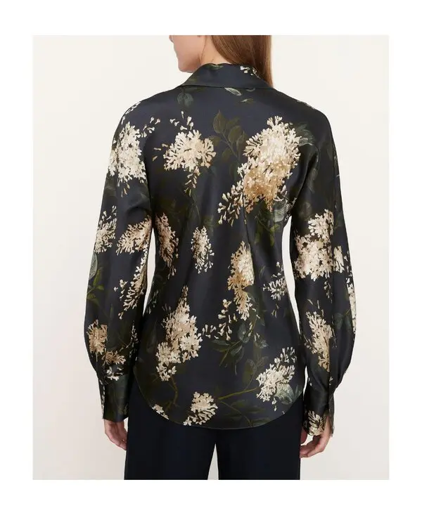 Vince Floral Print Silk Shirt