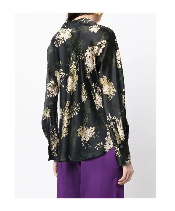 Vince Floral Print Silk Shirt