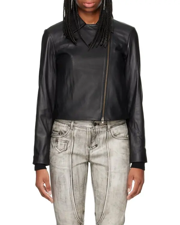 Vince Leather Off-centre Zip Jacket