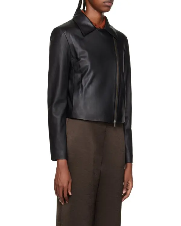 Vince Leather Off-centre Zip Jacket