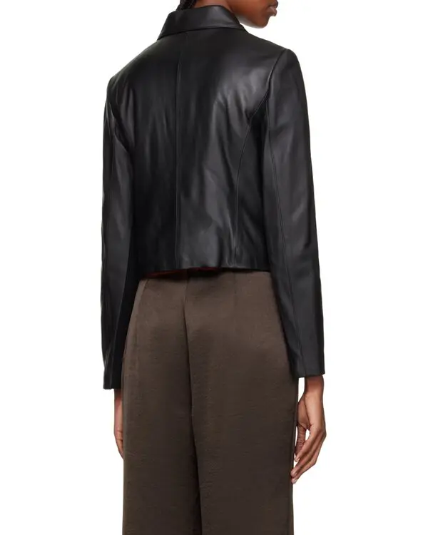 Vince Leather Off-centre Zip Jacket