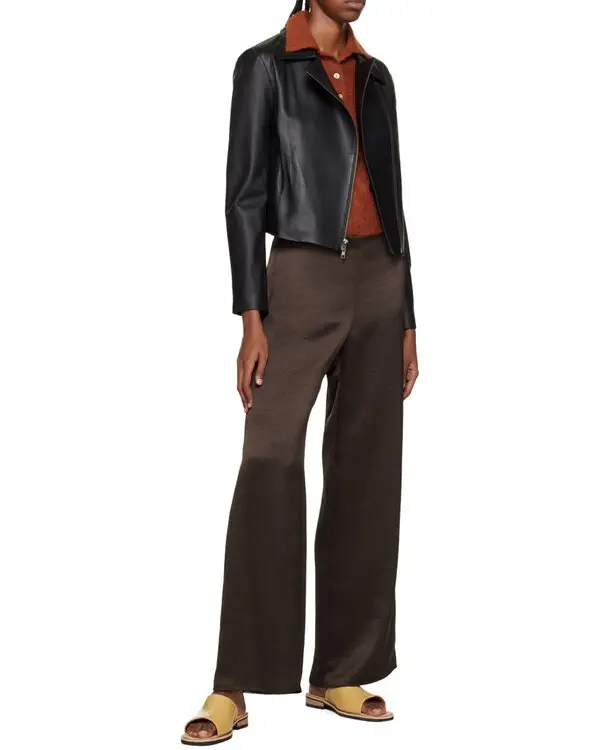 Vince Leather Off-centre Zip Jacket