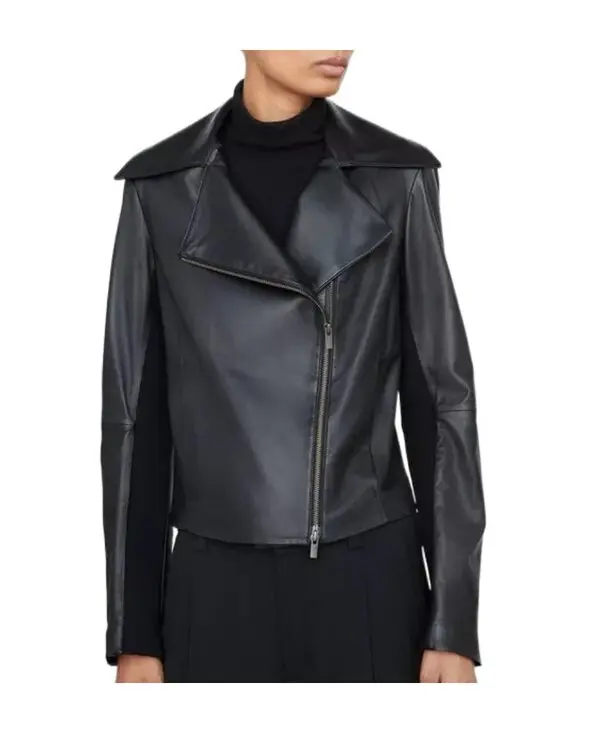 Vince Leather Off-centre Zip Jacket