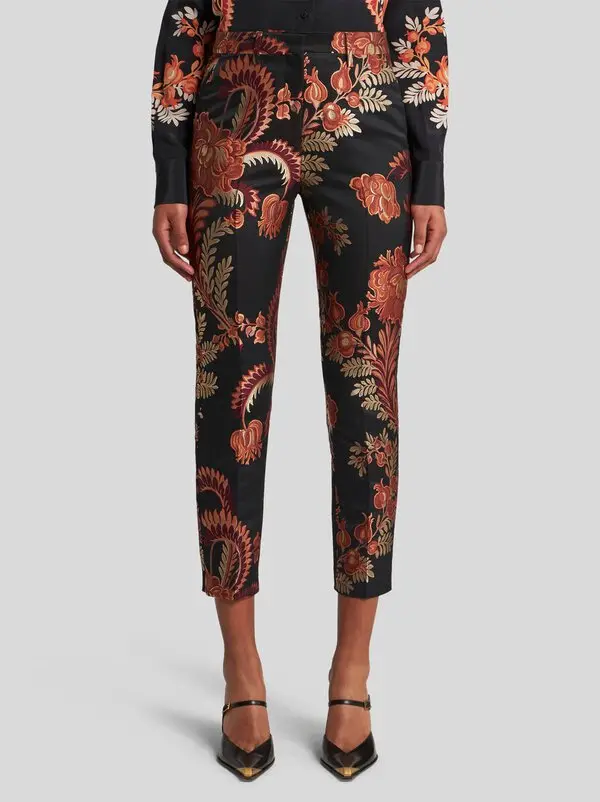 Etro Floral Jacquard Tapered-leg Trousers