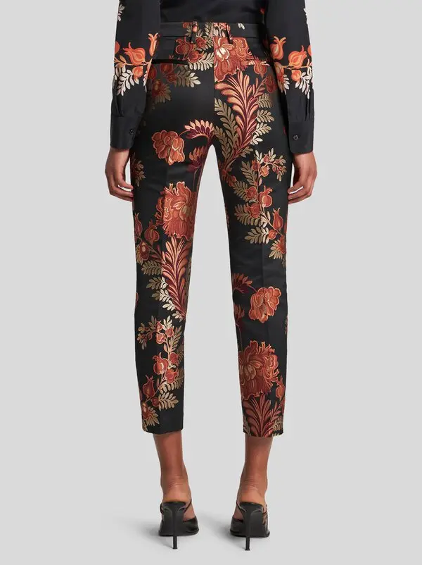 Etro Floral Jacquard Tapered-leg Trousers