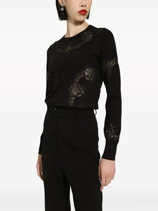Dolce & Gabbana Dolce Gabbana Lace Detail Knit Top