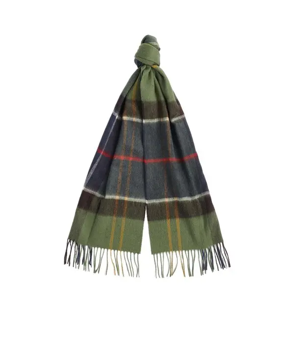 Barbour Checked Fringed Scarf - Green