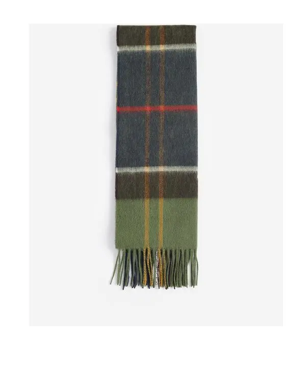 Barbour Checked Fringed Scarf