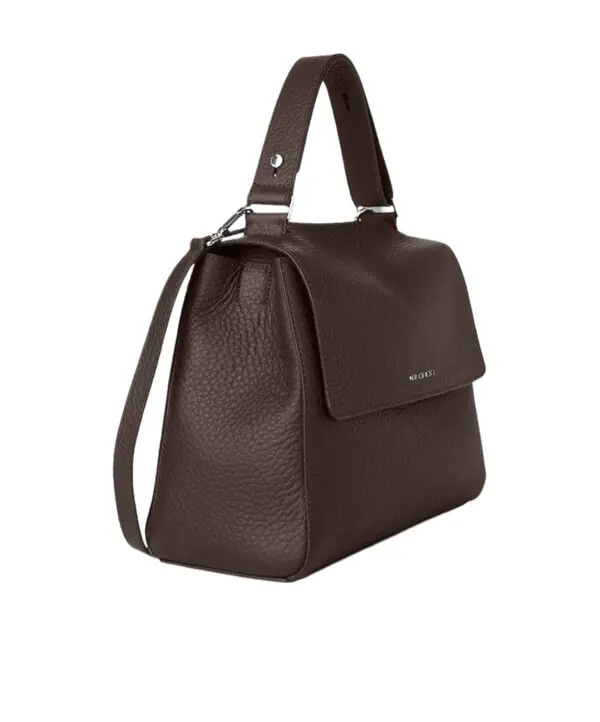 Orciani Sveva Logo Lettering Medium Shoulder Bag - Brown