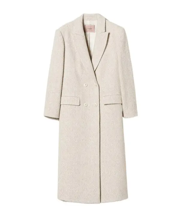 TWINSET Double-breasted Herringbone Coat