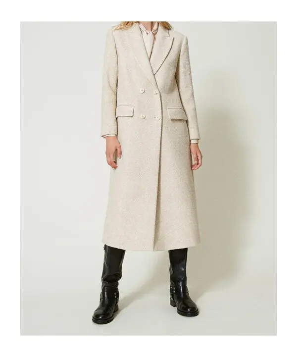 TWINSET Double-breasted Herringbone Coat