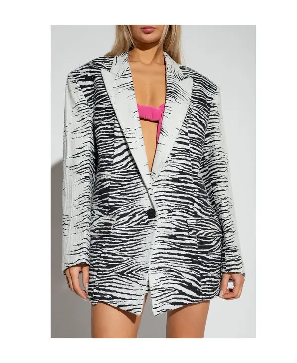 Attico Zebra Print Single-breasted Blazer