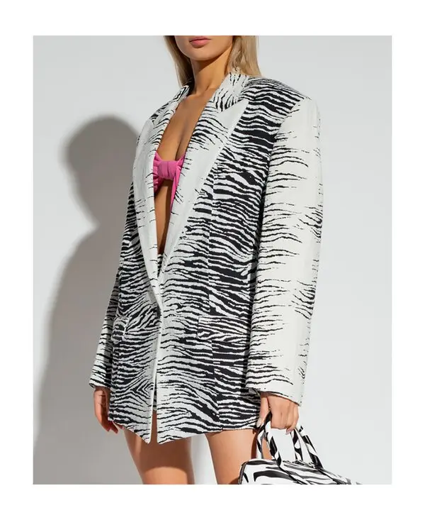 Attico Zebra Print Single-breasted Blazer