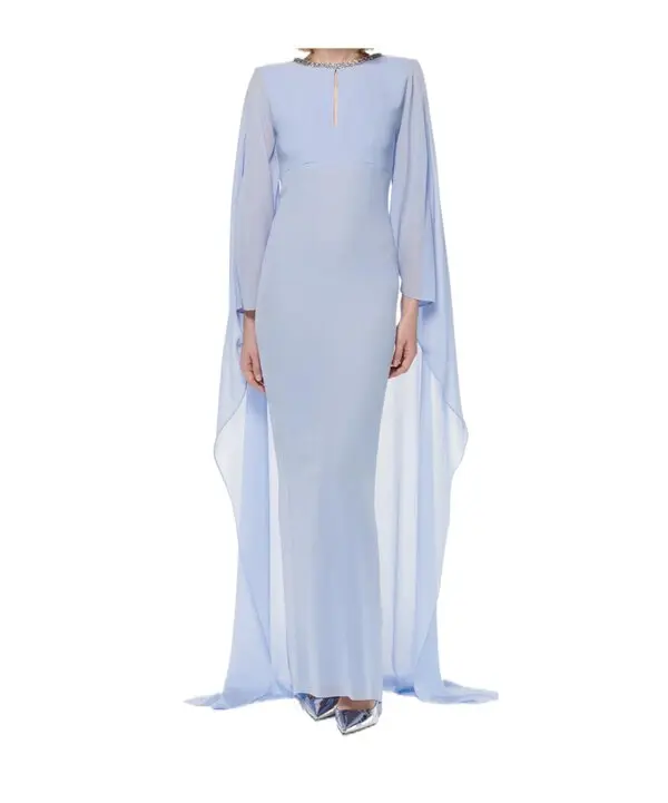 Roland Mouret Chiffon Gown Dress - Light Blue