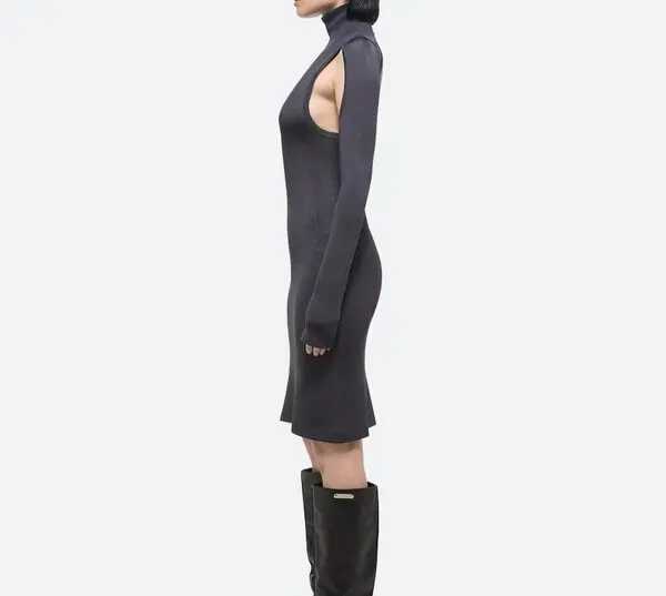 Helmut Lang High-necked Dress With Cut-out Shoulders