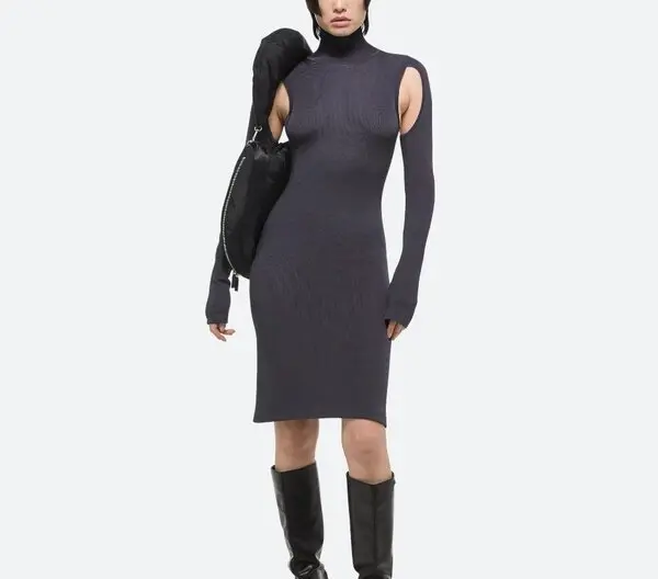 Helmut Lang High-necked Dress With Cut-out Shoulders
