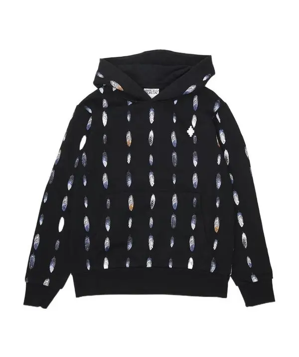 MARCELO BURLON COUNTY OF MILAN Feather-print Cotton-blend Hoodie