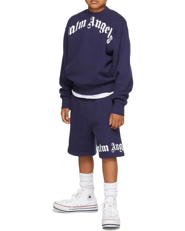 Palm Angels Logo Print Crew Neck Sweatshirt