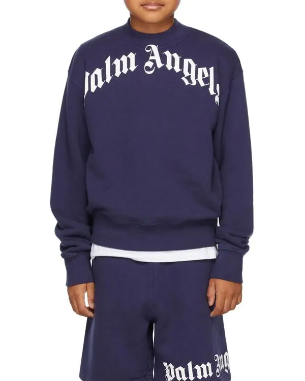 Palm Angels Logo Print Crew Neck Sweatshirt