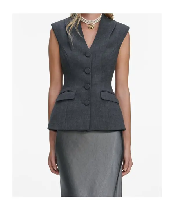 SELF-PORTRAIT Sleeveless Buttoned Maxi Dress