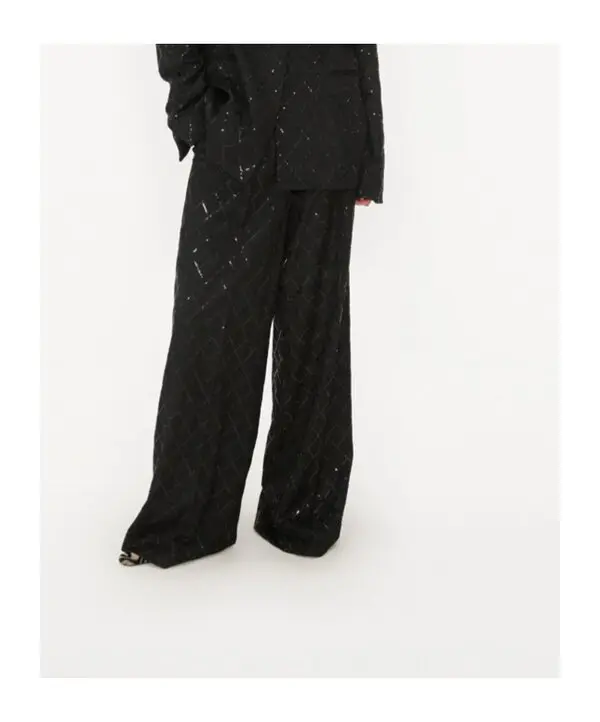 ROTATE BY BIRGER CHRISTENSEN Wide Leg Sequin Pants
