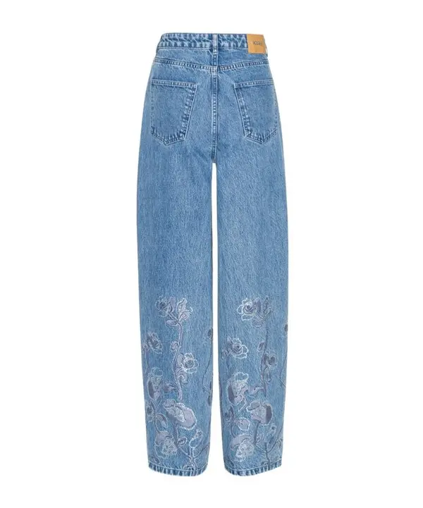 ROTATE BY BIRGER CHRISTENSEN Rhinestoned Wide-leg Jeans