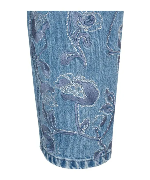 ROTATE BY BIRGER CHRISTENSEN Rhinestoned Wide-leg Jeans