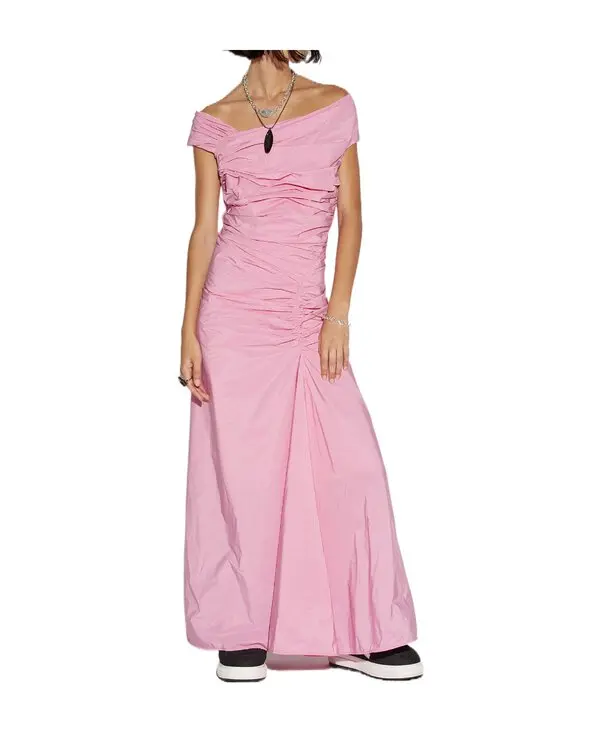 Dsquared2 Ruched Off-shoulder Maxi Dress - Pink