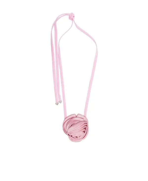 Prada Floral Appliqué Triangle Logo Necklace