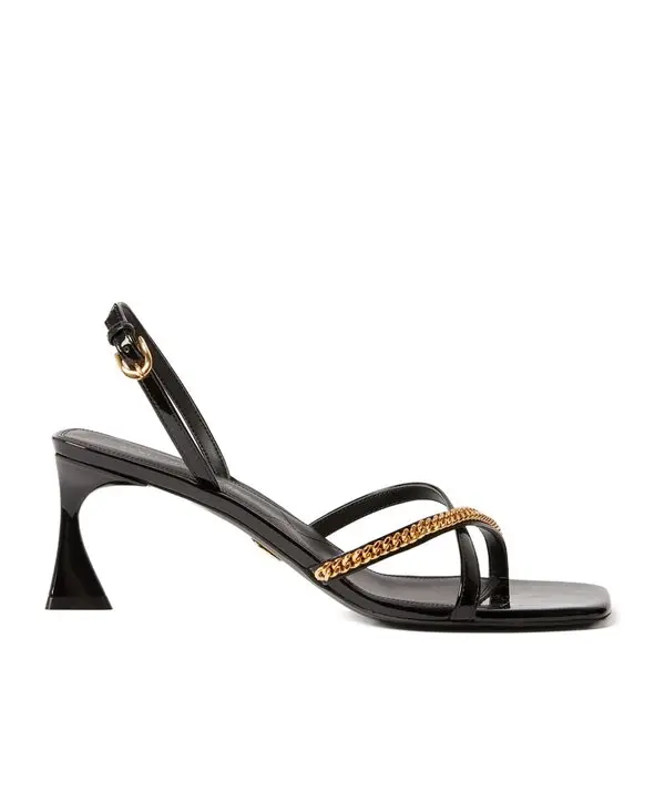 Stella McCartney Elsa Chain-embellished Square Sandals - Black