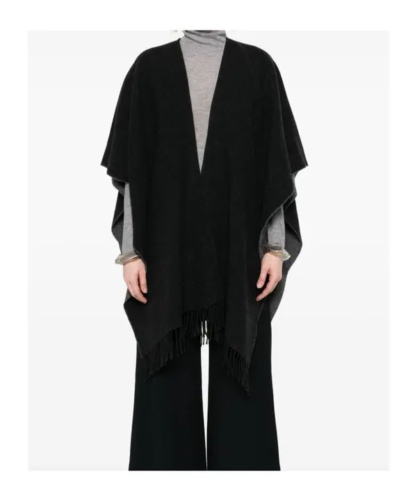 Fabiana Filippi V-neck Cape With Fringed Edges