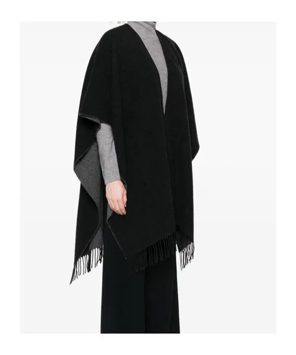 Fabiana Filippi V-neck Cape With Fringed Edges