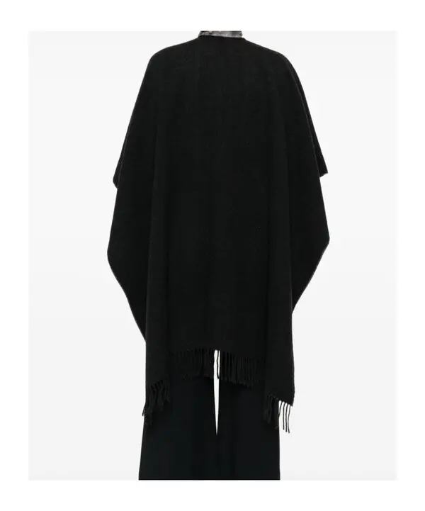 Fabiana Filippi V-neck Cape With Fringed Edges