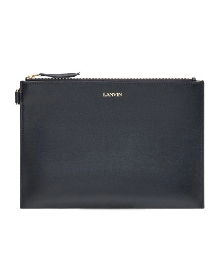 LANVIN Logo Printed Zipped Clutch Bag