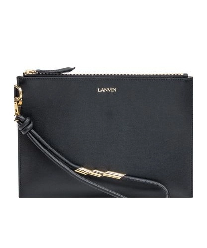 LANVIN Logo Printed Zipped Clutch Bag