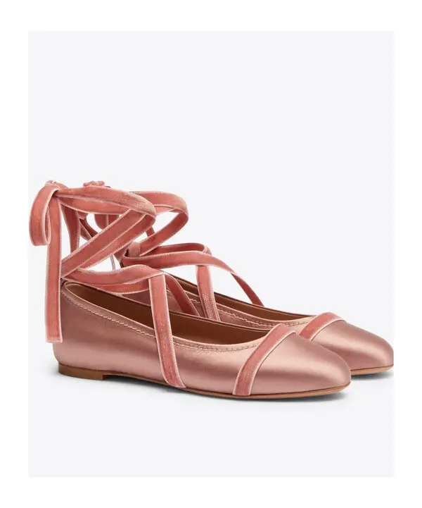 MALONE SOULIERS Spencer Ballerina Flats With Tie Fastening - Lavender